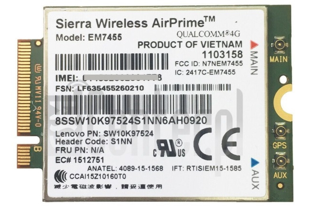 Модем 4G LTE Sierra Wireless AirPrime EM7455 (M.2, 4G/LTE, NGFF ...